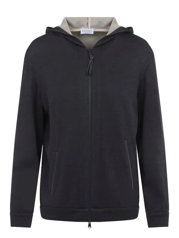 Brunello Cucinelli Zip-up Hooded Cardigan - Grey