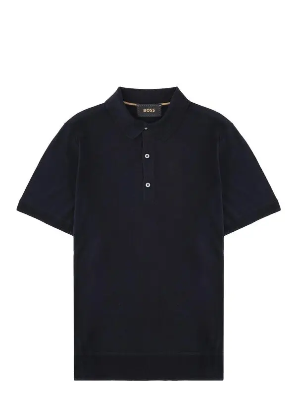 Hugo Boss Solid Cotton Silk Short-sleeve Polo Shirt - Blue