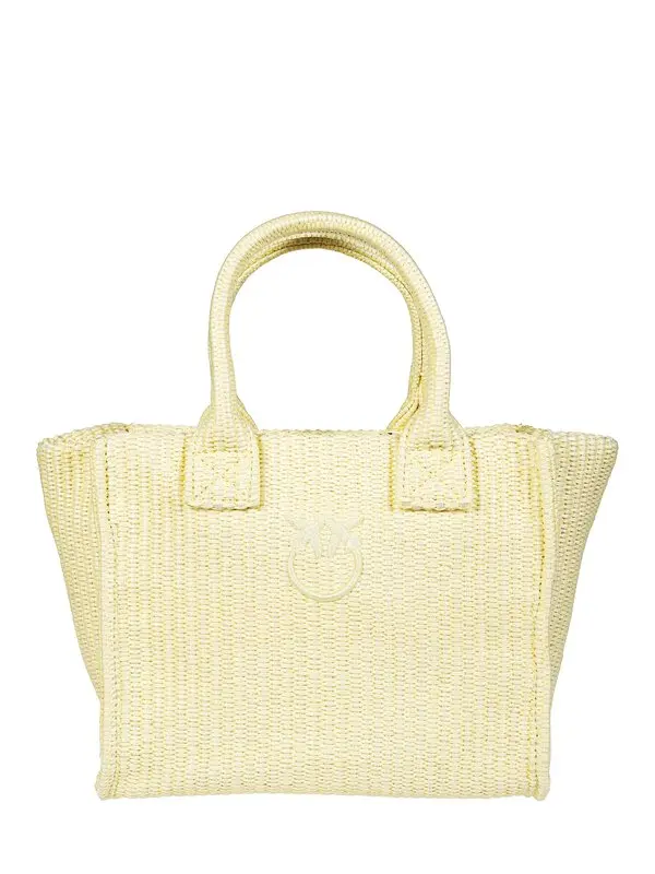 Pinko Raffia Mini Shoulder Bag With Fringe Detail - Giallo