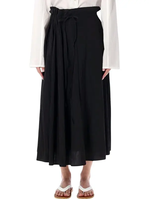 Studio Nicholson Flowy A-line Wrap Skirt With Tie Waist - Black