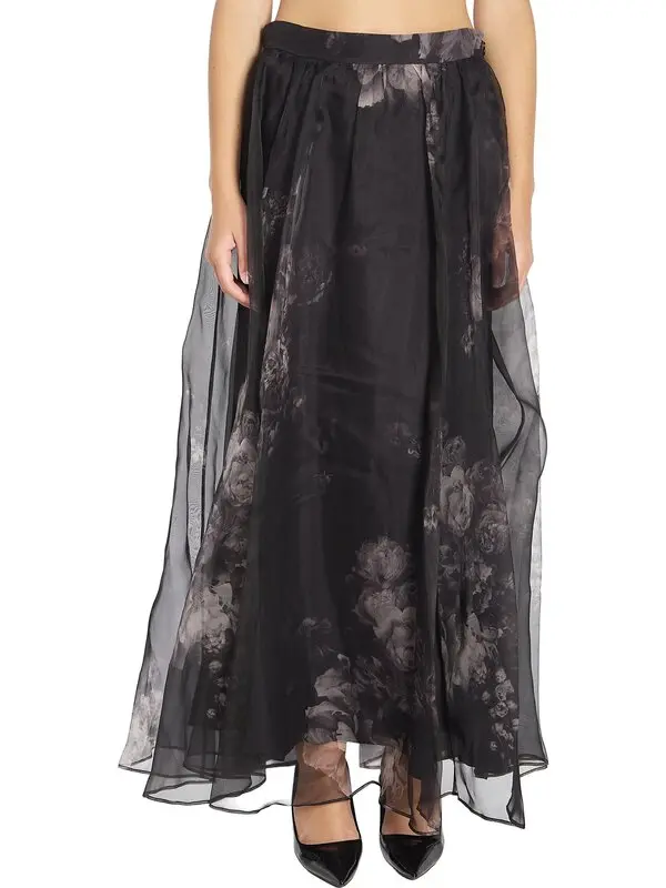 Zimmermann Hypnotic Silk Organza Maxi Skirt - Black