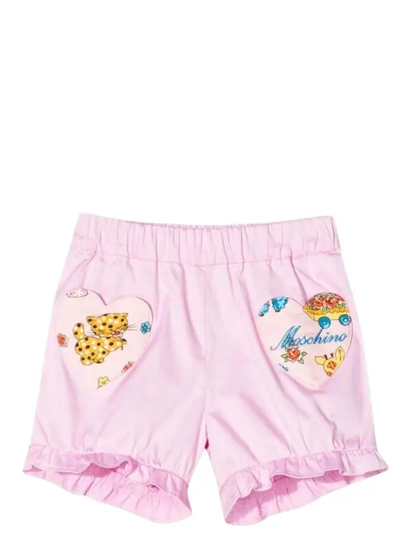 Moschino Girl Shorts With Heart Appliqu - Pink