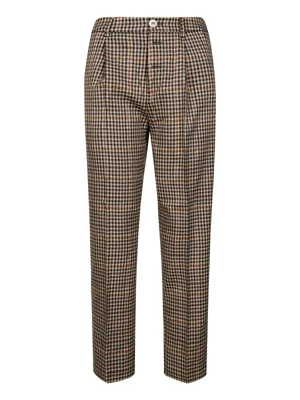Liu Jo Tailored Plaid Full Length Trousers - Marrone