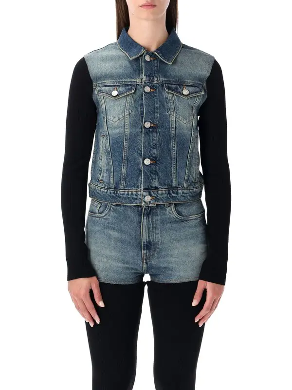 Coperni Hybrid Denim And Knit Jacket - Blue