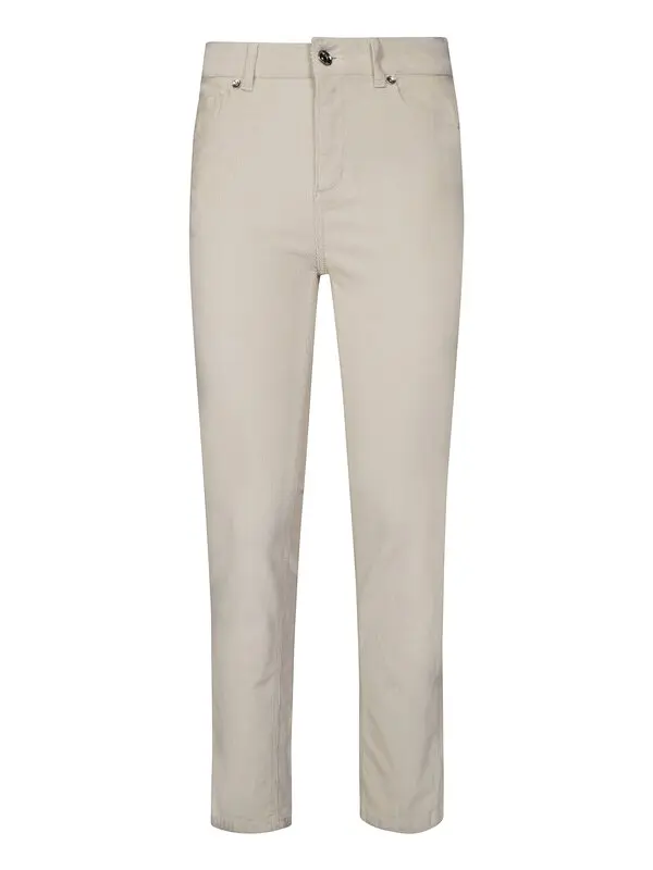LIUJO Velvet Striped Jeans - Bianco