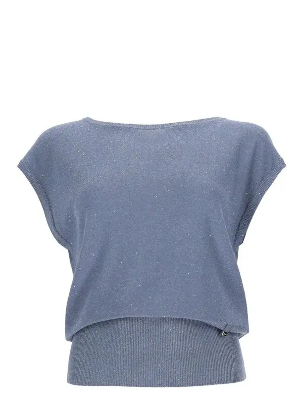 Herno T-shirt With Paillettes - Azure