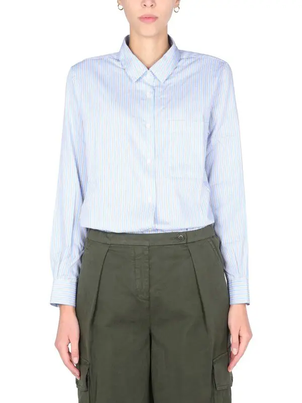 Aspesi Striped Button-up Shirt With Classic Collar - Multicolour