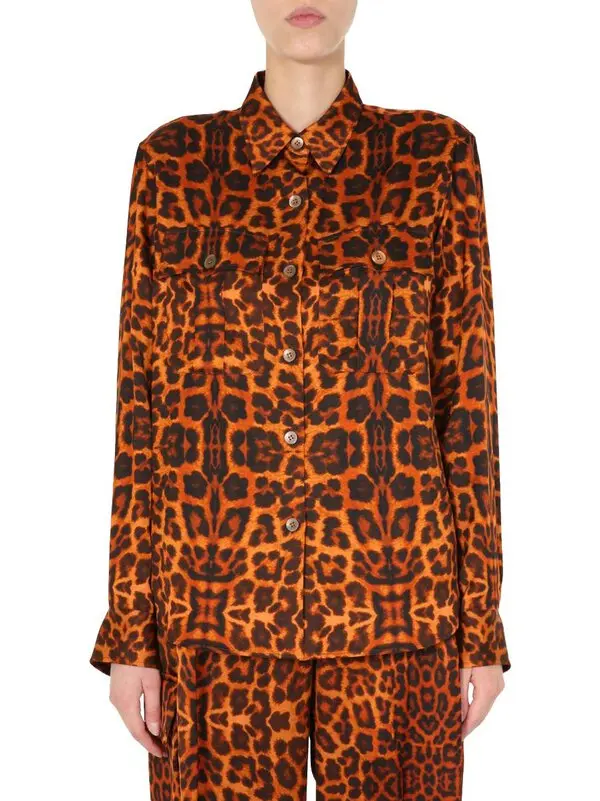 Dries Van Noten Animal Print Shirt - Red