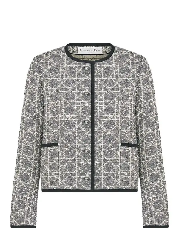 Dior Textured Button-front Jacket With Classic Collar - Grey