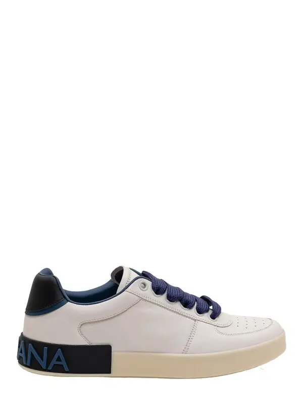 Dolce & Gabbana Leather Lace-up Sneakers - Bianco/denim