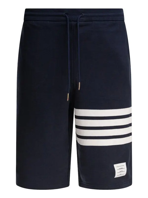 Thom Browne Classic Cotton Loopback Sweat Shorts With 4-bar Motif - Blue