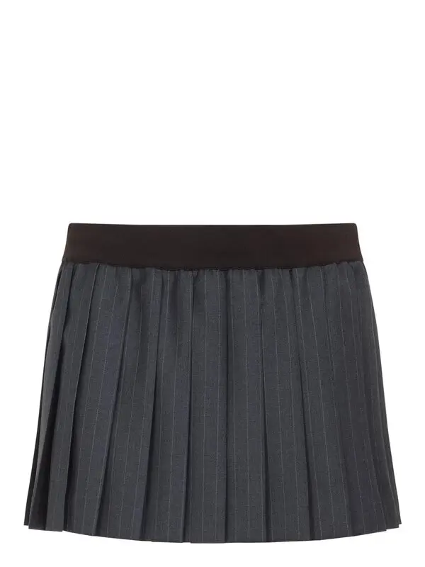 Miu Miu Pleated Pinstripe Mini Skirt - Grey