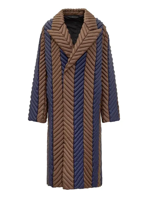 RAXXY Striped Long Down Jacket - Brown