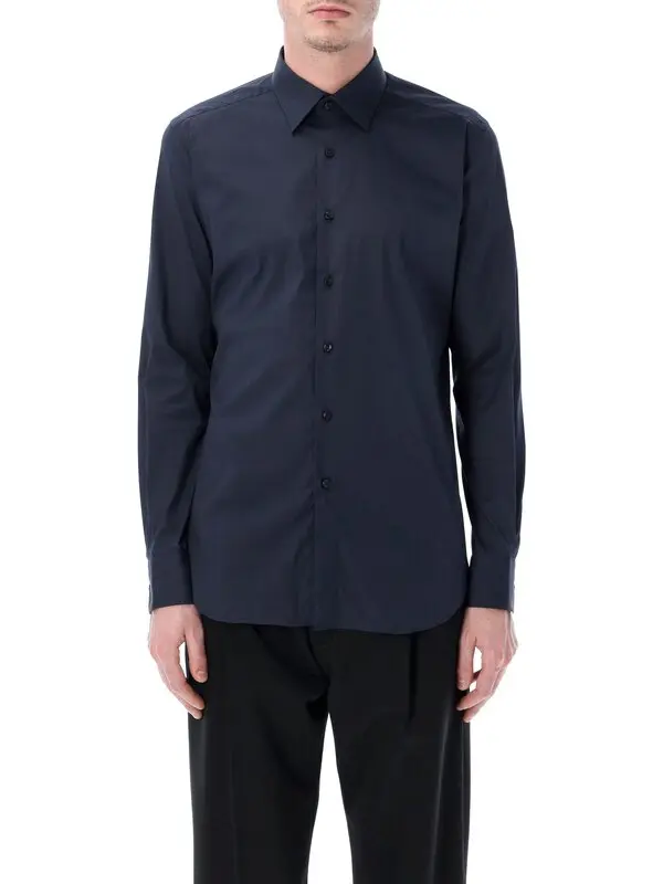 XACUS Stretch Cotton Tailored Dress Shirt - Blue