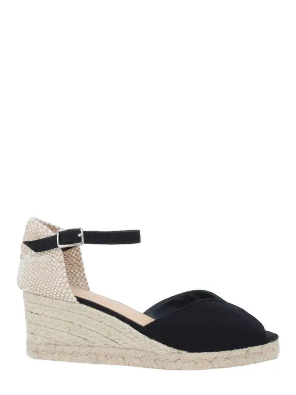 CastaÑer Espadrille Wedge Sandals With Ankle Strap - Black
