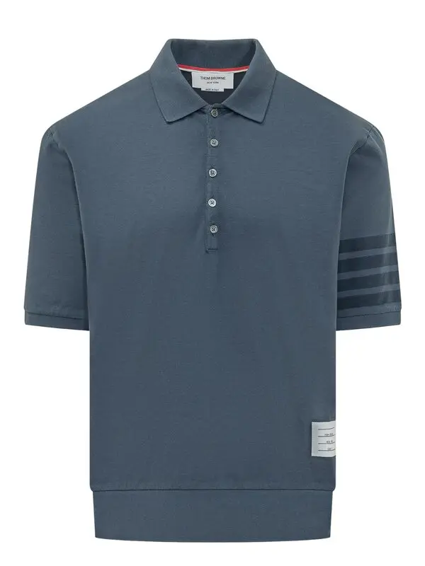 Thom Browne Dandy Sleeves Cut Polo - Navy
