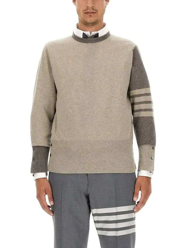 Thom Browne 4bar Cashmere Sweater - Beige