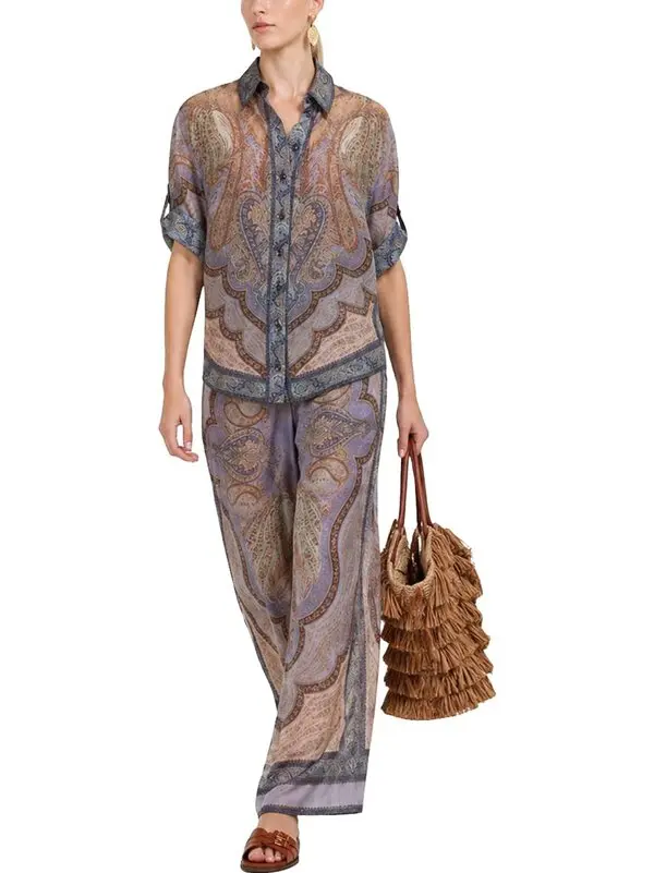 Zimmermann Wanderlust Printed Silk-habotai Wide-leg Pants - Multicolour