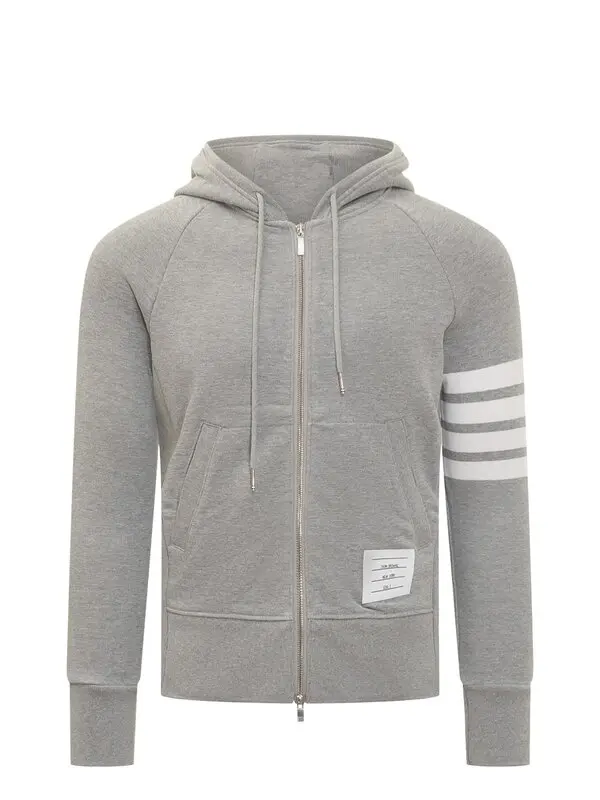 Thom Browne Full Zip Hoodie - Light Grey