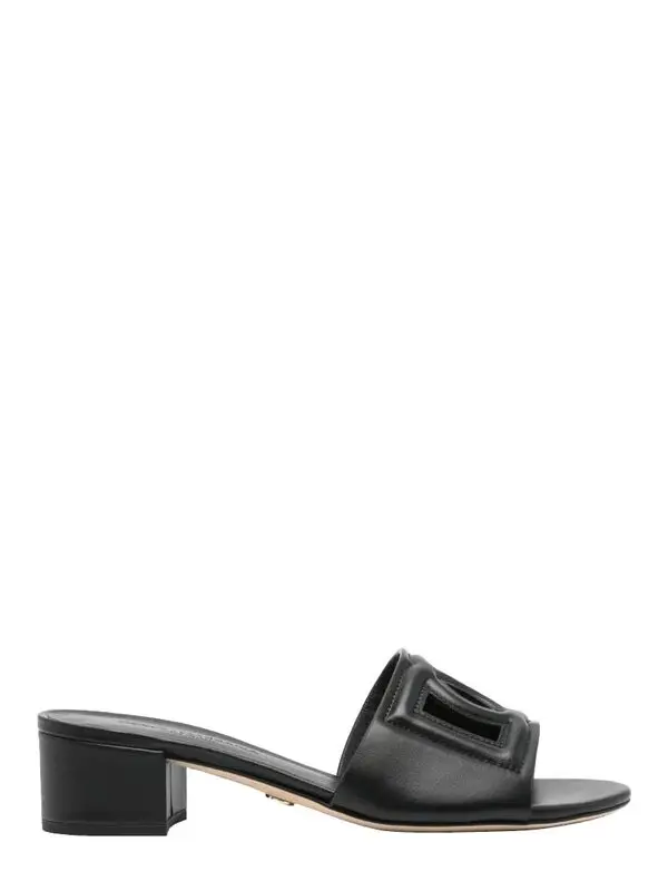 Dolce & Gabbana Dg Logo Block Heel Sandals - Black
