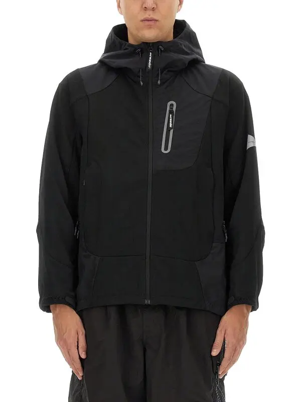 AND WANDER Zip-up Hooded Jacket - Black
