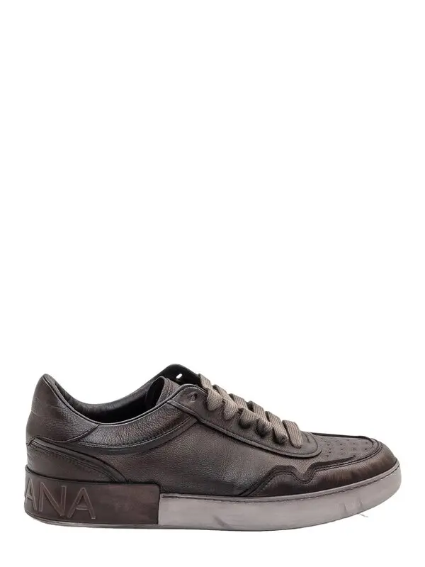 Dolce & Gabbana Leather Sneakers Vit Beck Mini - Moro