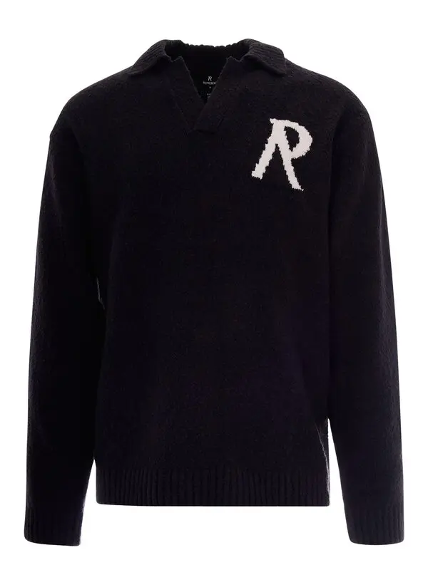 REPRESENT Relaxed Fit Knitted Polo Sweater - Jet Black