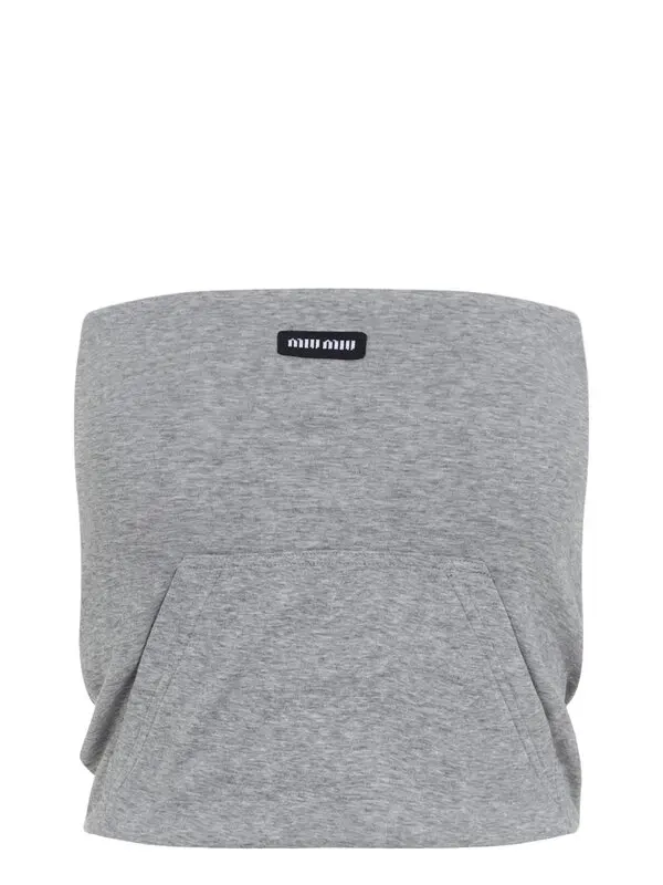 Miu Miu Cotton Top With Pocket Detail - Grey
