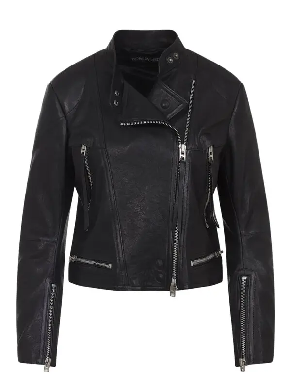 TOM FORD Steam Finished Nappa Leather Racer Jacket - Black