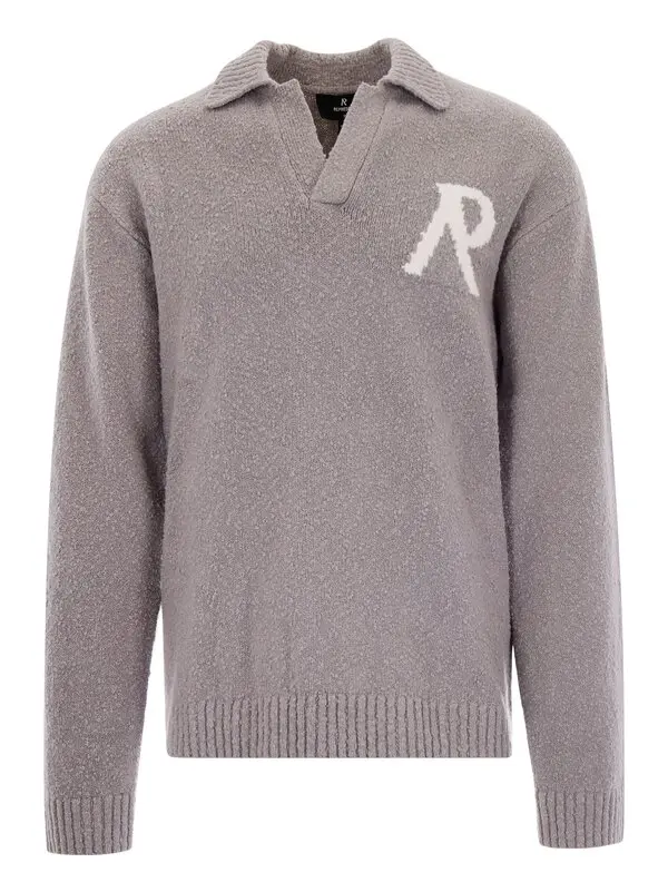 REPRESENT Logo Knit Polo Sweater - Grey