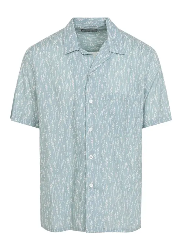 Canali Printed Linen And Cotton Boxy-fit Shirt - Green