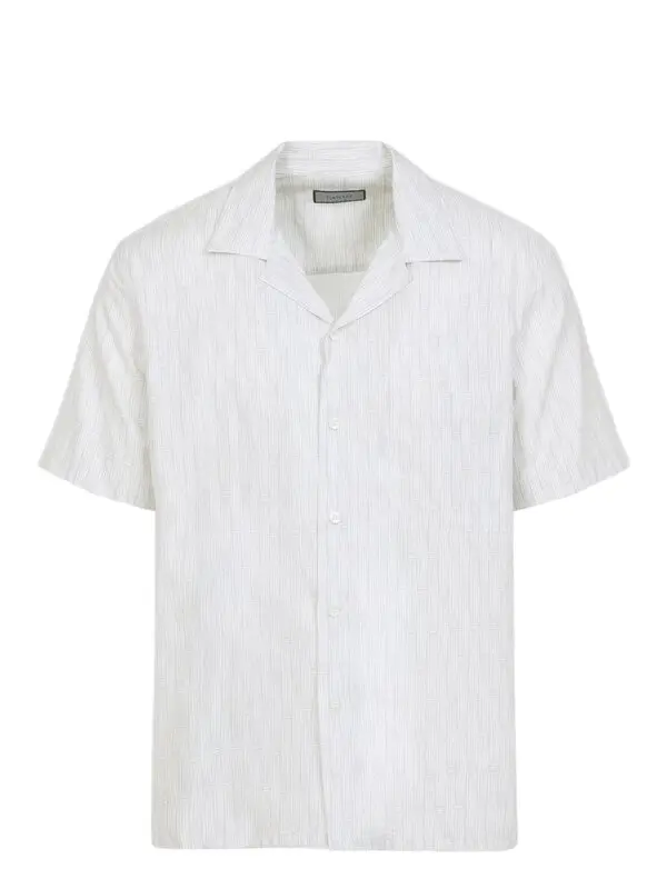 Canali Printed Linen And Cotton Boxy-fit Shirt - Grey