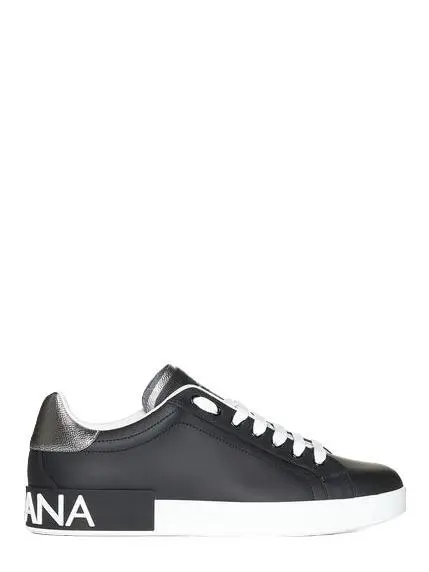 Dolce & Gabbana Calfskin Nappa Portofino Sneakers - Black