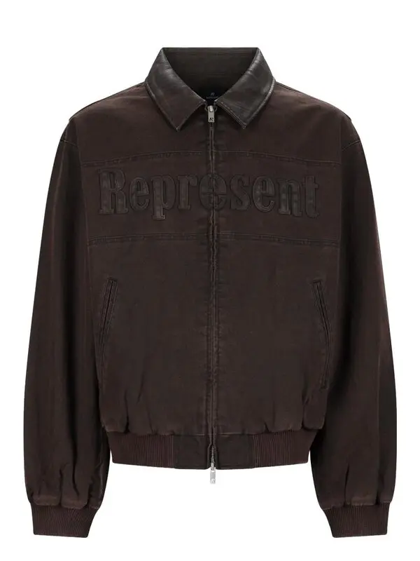 REPRESENT Embroidered Logo Zip-up Bomber Jacket - Brown