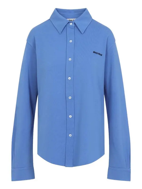 Miu Miu Cotton Piquet Shirt - Blue