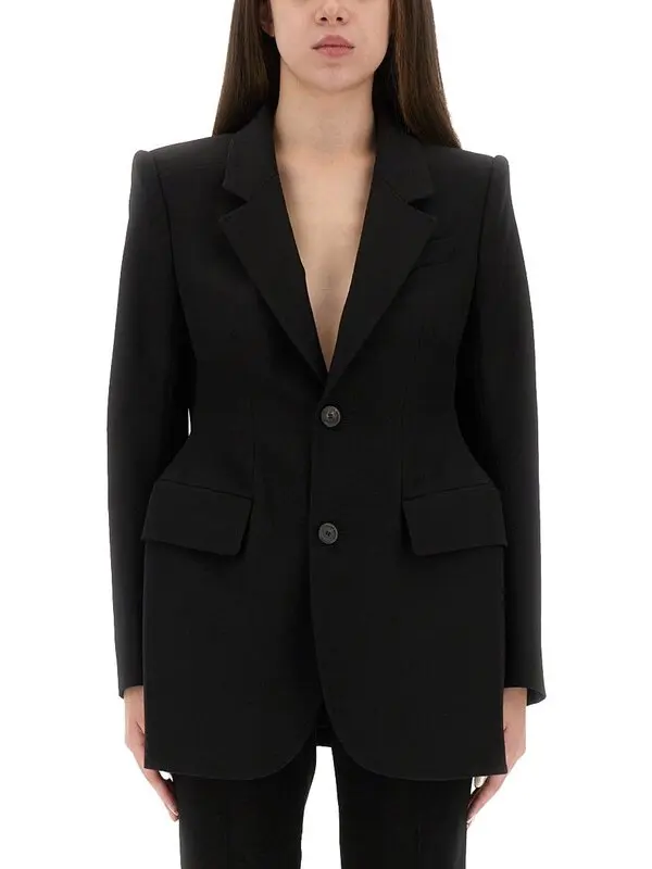 Balenciaga Hourglass Jacket In Wool Twill - Black