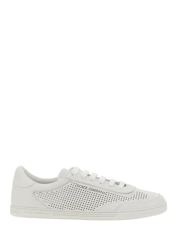 Dolce & Gabbana Perforated Calfskin Saint Tropez Sneakers - White