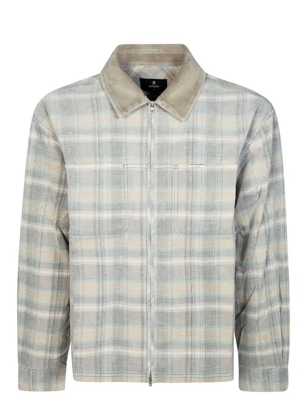 REPRESENT Cord Zip Flannel Shirt - Azzurro