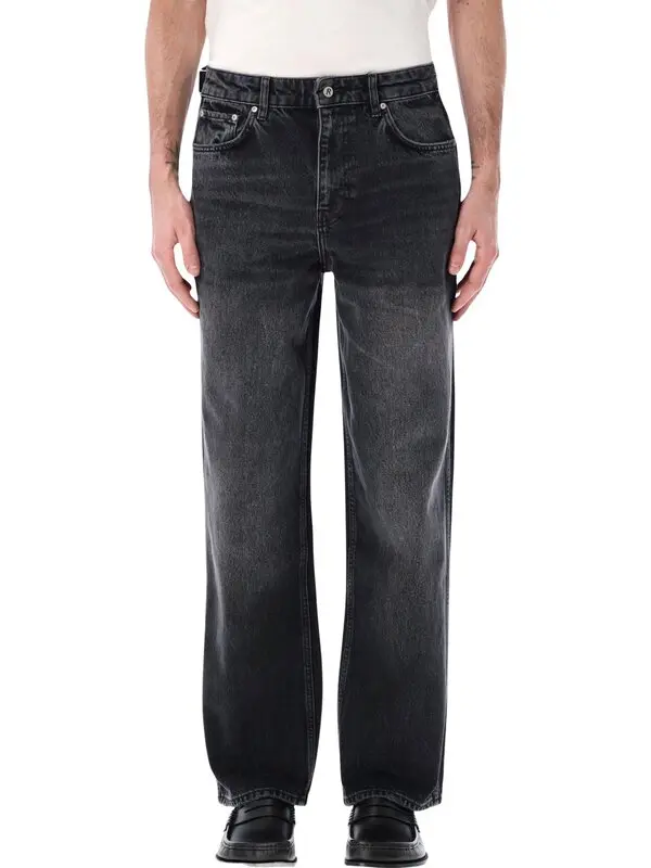 REPRESENT Relaxed Fit Jeans With Whiskering Detail - Aged Black