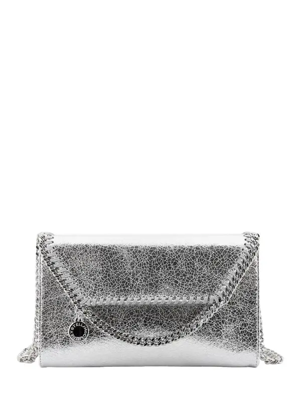 Stella McCartney Metallic Fabric Mini Handbag With Chain And Shoulder Strap - Argento
