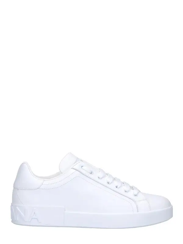 Dolce & Gabbana Premium Calf Leather Lace-up Sneakers - White