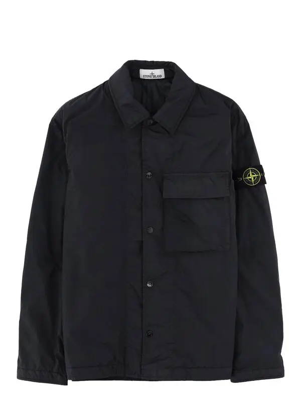 Stone Island Overshirt In Lightweight Recycled Nylon Reps - Blue