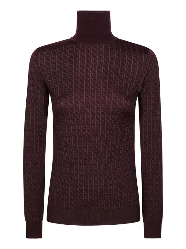 Elisabetta Franchi Luxe Wool Turtleneck Sweater - Rosso