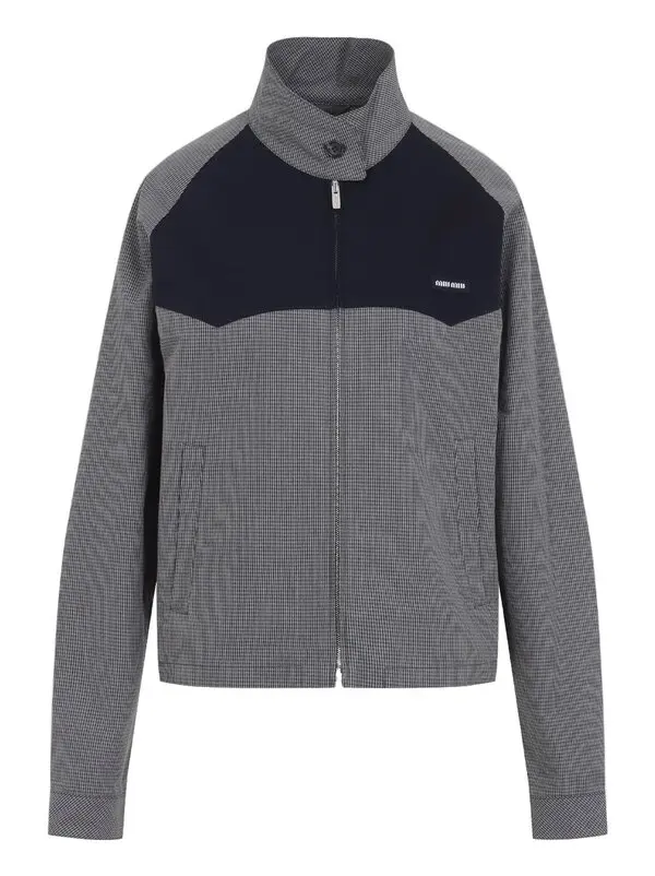 Miu Miu Zip-up Jacket With Stand Collar - Grey