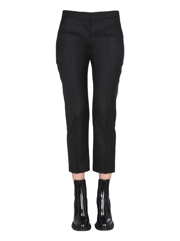 Alexander McQueen Virgin Wool Cropped Trousers - Black