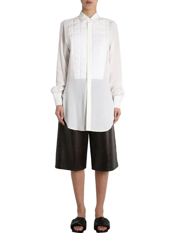 Bottega Veneta Quilted Silk Shirt - White