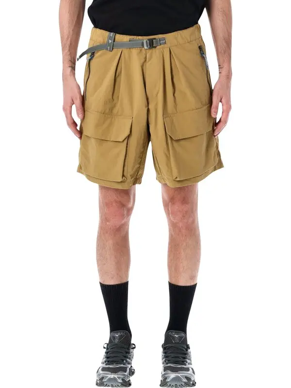 AND WANDER Mid-length Cargo Shorts With Adjustable Belt - Beige
