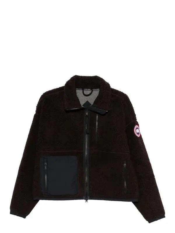 Canada Goose Drop Shoulder High Collar Zippered Fleece Jacket - Brown