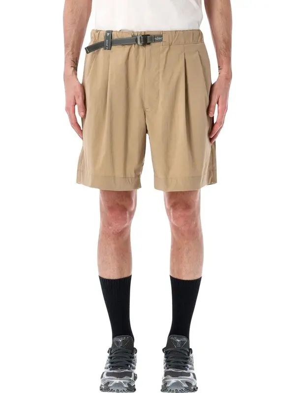 AND WANDER Mid-length Technical Shorts With Integrated Belt - Beige