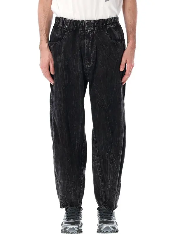 AND WANDER Relaxed Fit Textured Trousers - Black